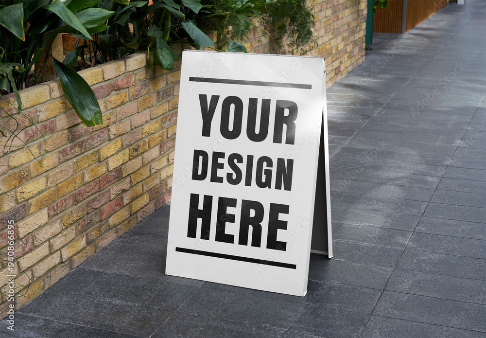 Mockup Of Customized Vertical Sandwich Board Sign Stock Template ...