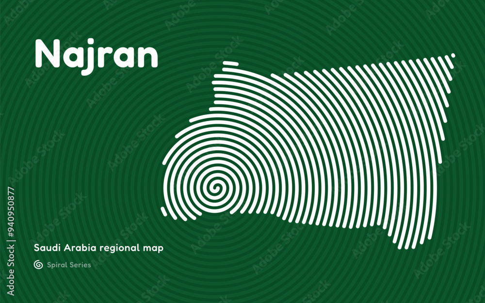Creative Map of Najran in a Circle Spiral Pattern. Saudi Arabia ...
