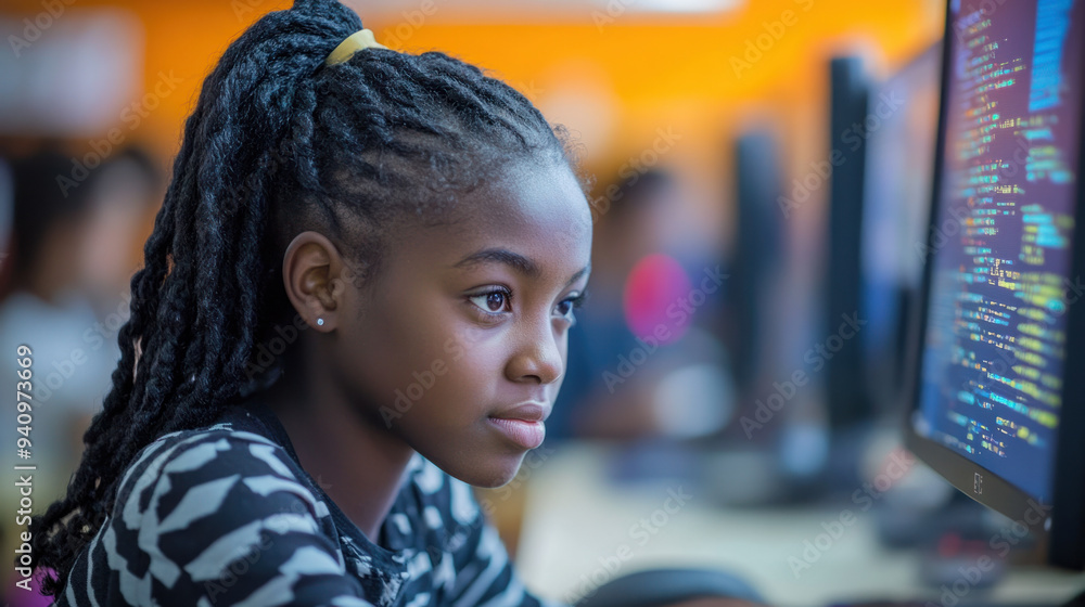 African Student Studying, A side view of an African student engaging ...