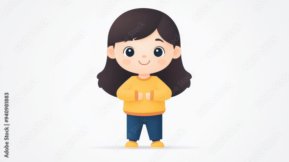 Adorable smiling girl icon in pastel colors, perfect for UI design ...