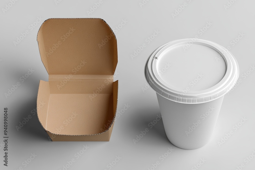 This mock up shows the idea of packing business gifts in an open white ...