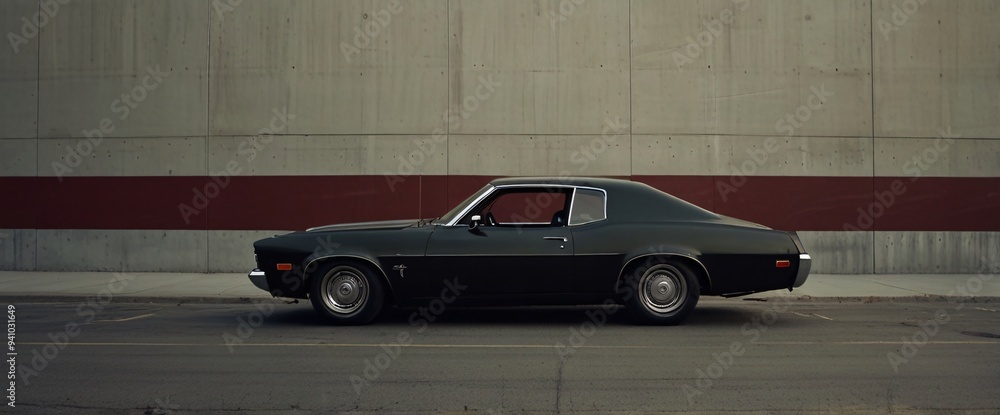 classic car facing the camera, minimalist, deadpan, banal, cool ...