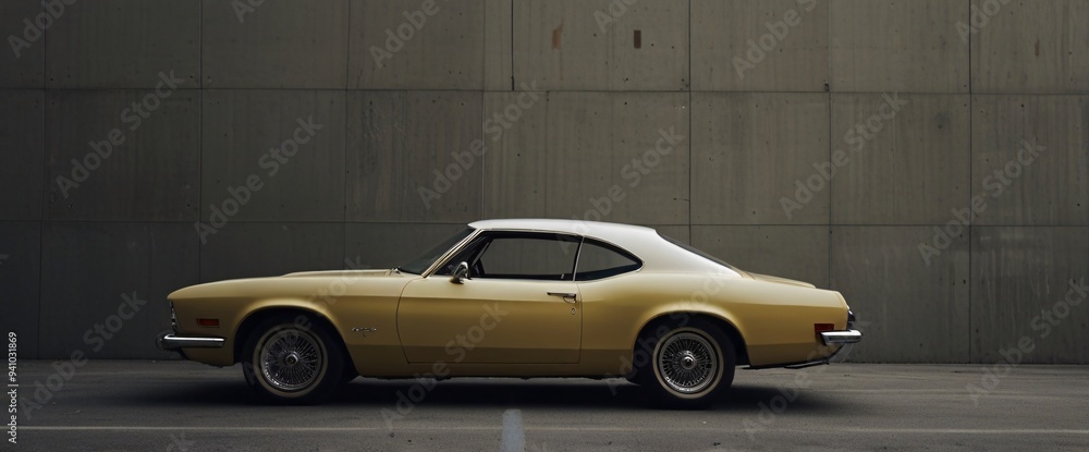classic car facing the camera, minimalist, deadpan, banal, cool ...