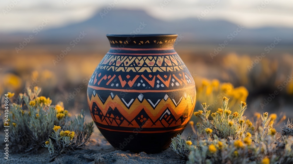 Photo & Art Print Traditional Native American vase, hand-painted with ...