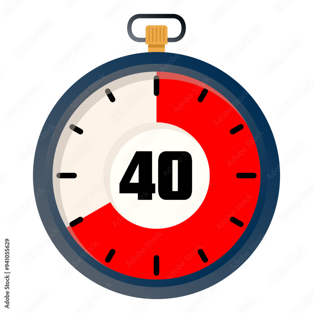 40 second countdown timer illustration. Stopwatch timer 40 second ...
