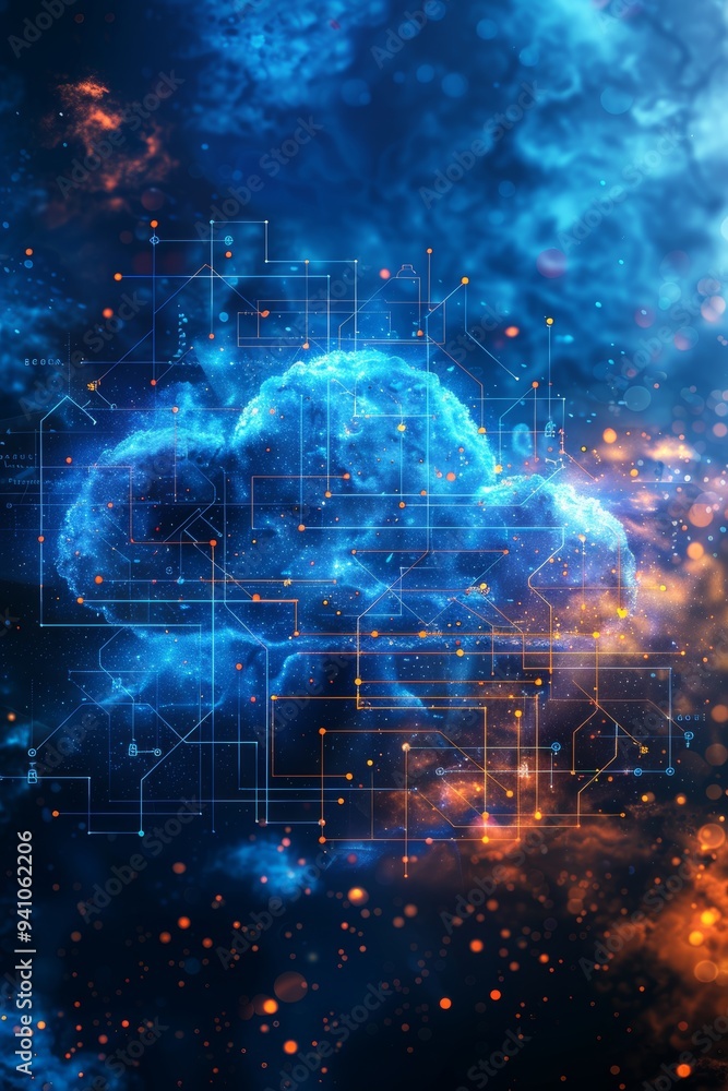 Cloud Computing Technology, Network Connections Visual, Cloud Shape ...
