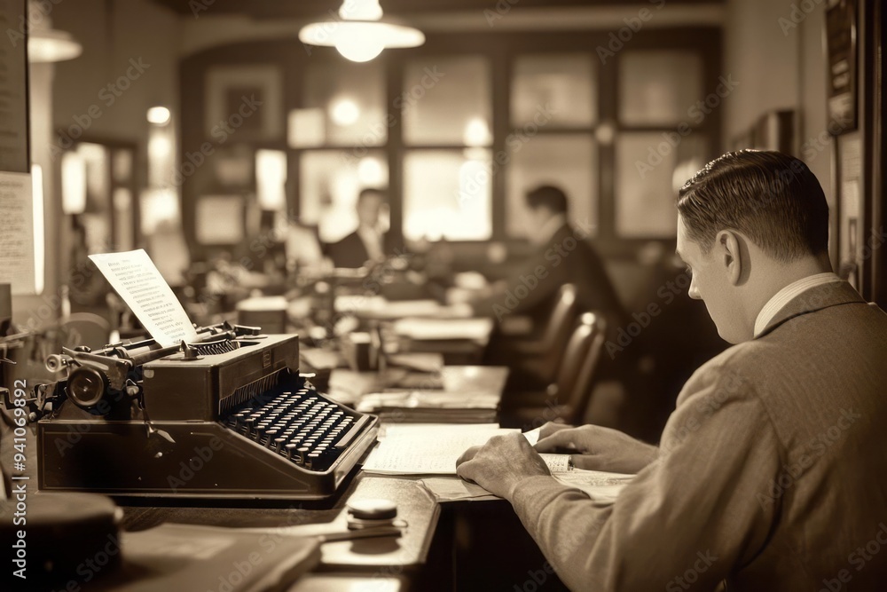 Typist pool in the 1940s, essence of office operations of the era ...