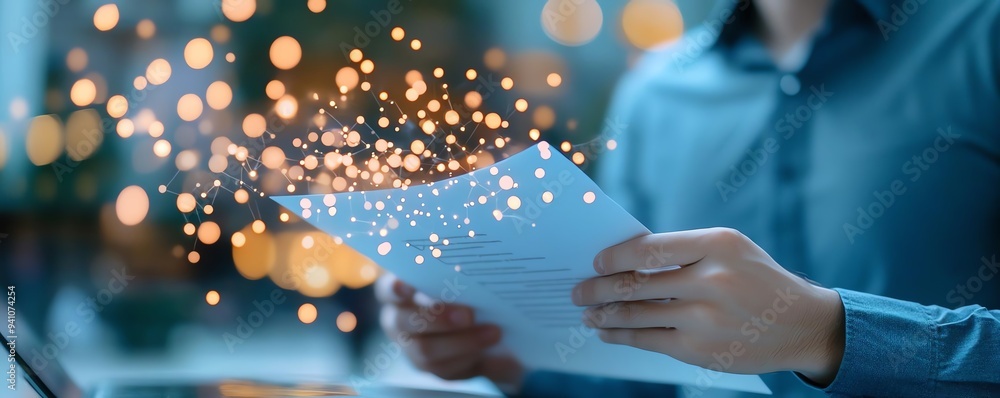 job seeker reading a job offer letter, representing successful job ...