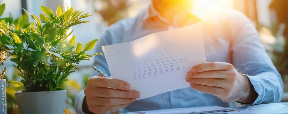 job seeker reading a job offer letter, representing successful job ...