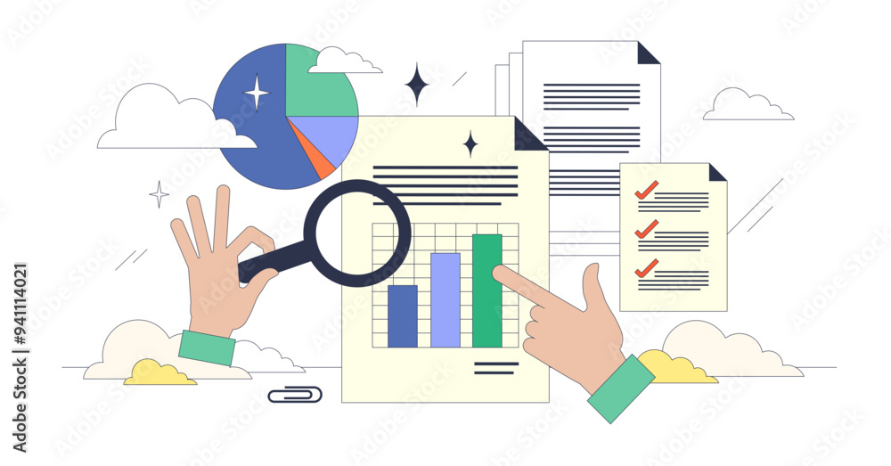 Document analysis or information report research tiny neubrutalism ...