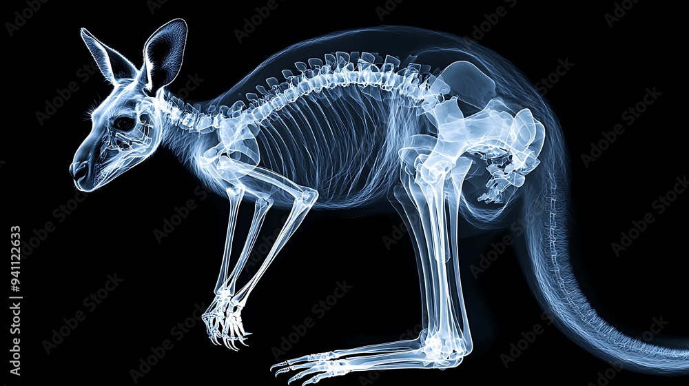 Kangaroo Skeleton Anatomy in X-Ray Style with Copy Space for Text ...