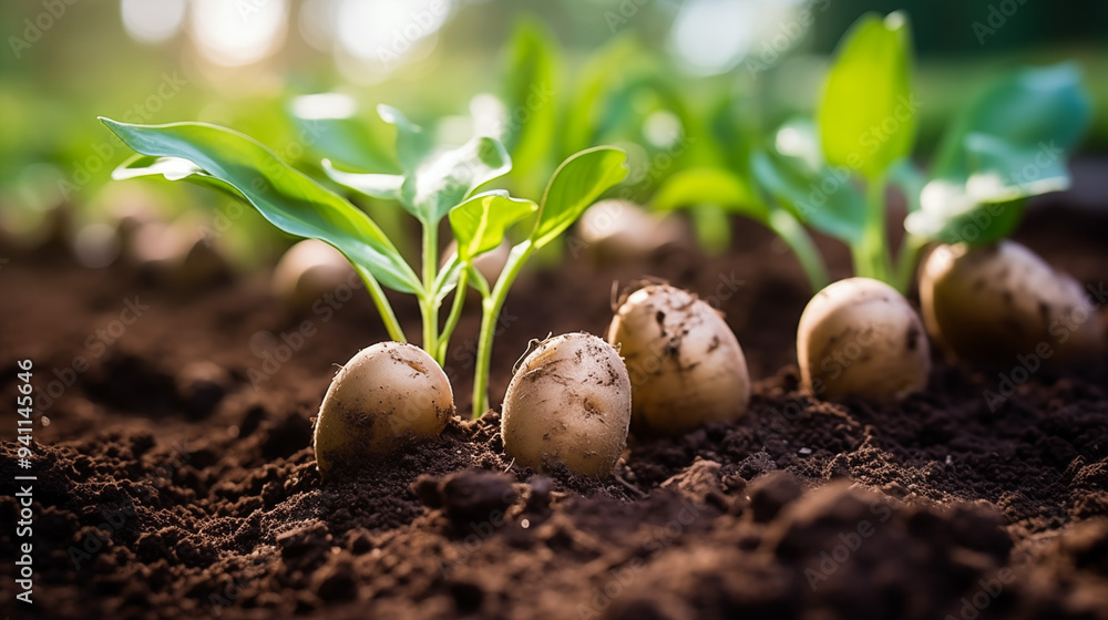 Growth process of young plants from seeds, highlighting the beauty of ...