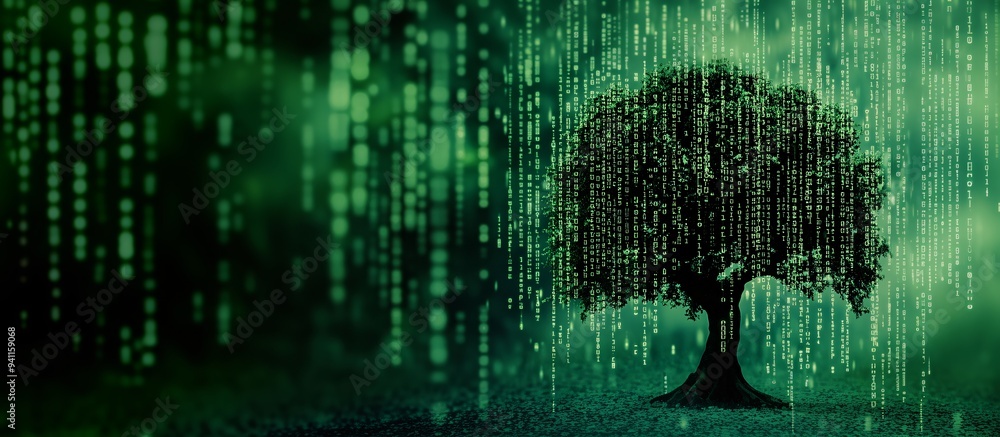 An abstract representation of AI as a digital tree with branches of ...