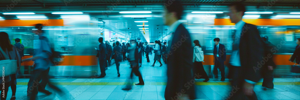 Underground platform in a big city where many businessmen come and go ...