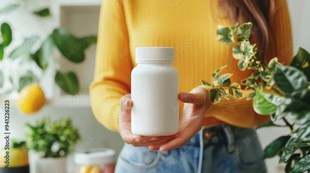 Women incorporating supplements into healthy eating omega 3, vitamins ...