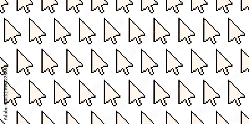 Pattern with white computer cursors. Computer mouse. Pixel art vector ...