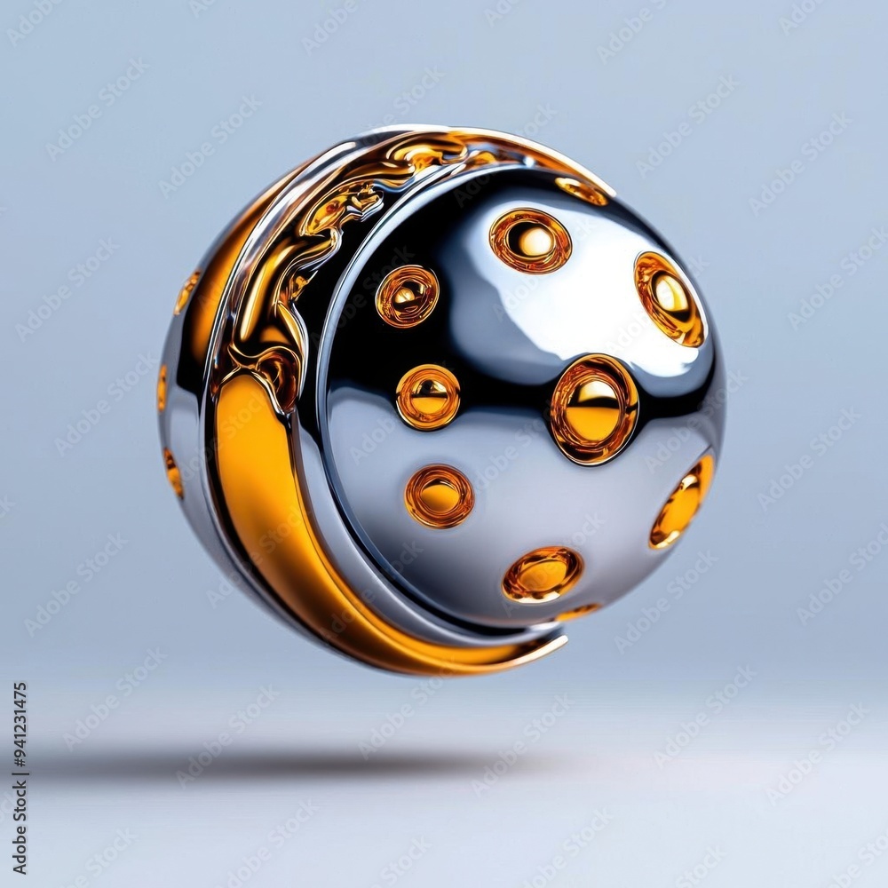 87 A levitating metallic orb encased in a transparent geometric ...