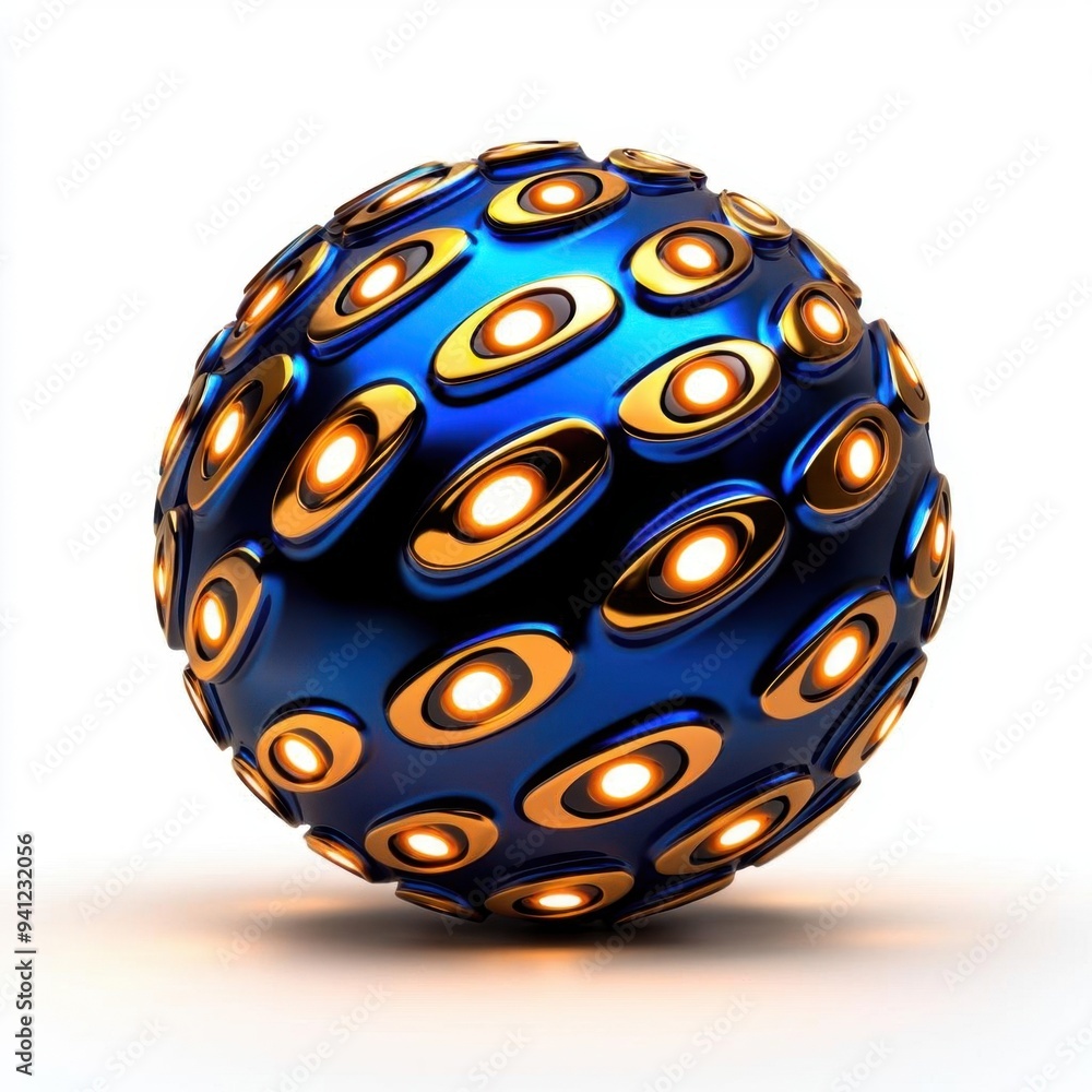 93 A levitating metallic sphere with a holographic pattern. Created ...
