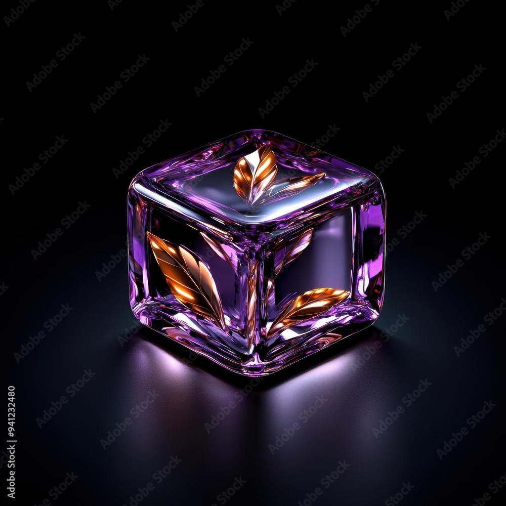 97 A minimalist crystal-like cube with a glowing interior. Created ...