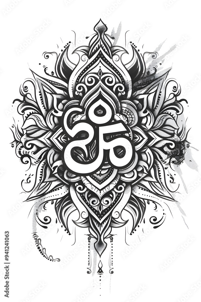 Aum Om Symbol Hinduism Buddhism Jainism very simple traditional tattoo ...