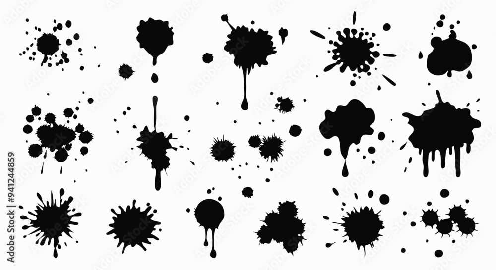 Ink Drops and Splashes Vector Collection | Ink Blots, Drips, and ...
