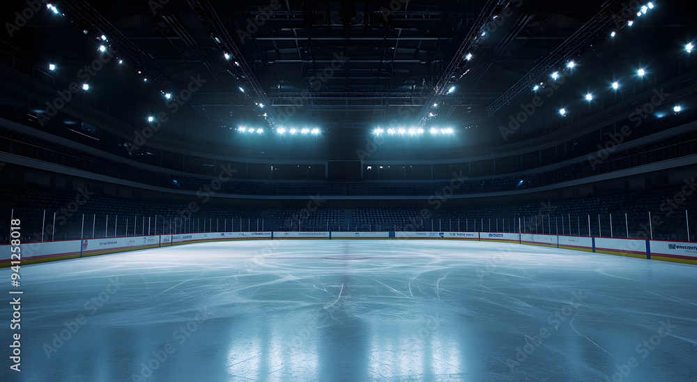 "Large Ice Rink in an Indoor Stadium Illuminated by Spotlights ...