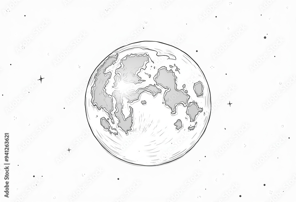 Hand Drawn Moon Phase Vector: Celestial Body Line Art for Astrology ...