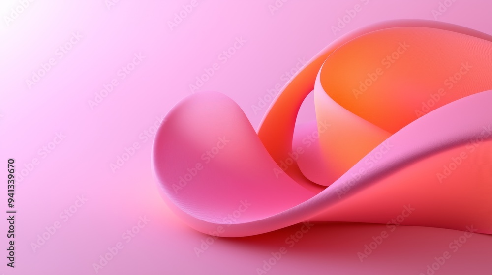 3D render pink abstract shapes minimalist style gradient background ...