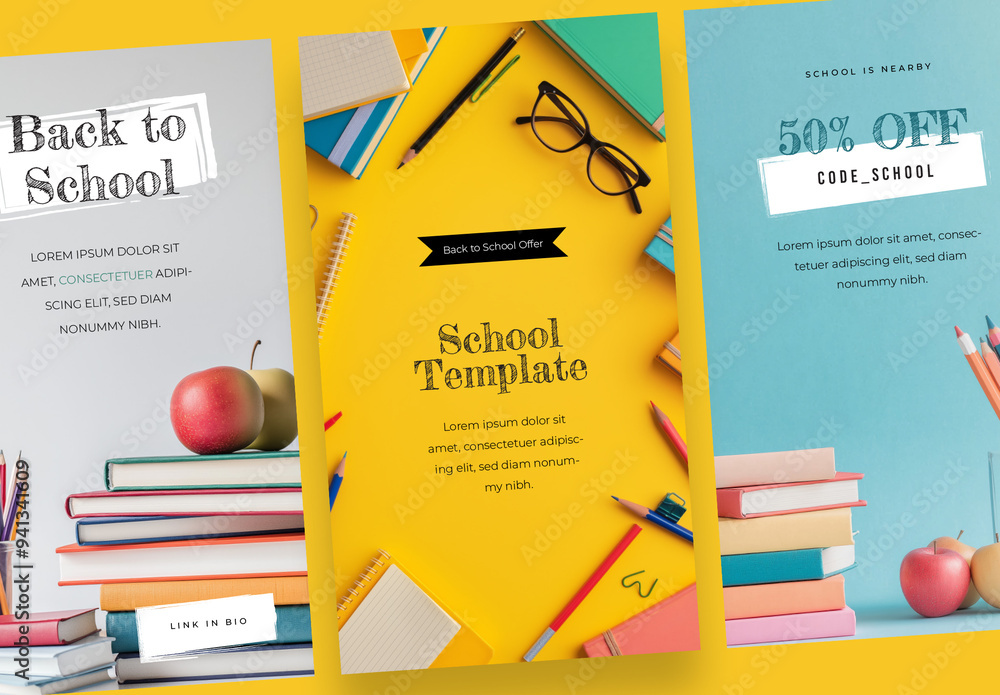 Vertical School Themed Layouts For Social Media, Generative ai Stock ...