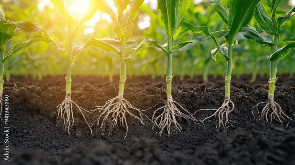 Cross-Section of Corn Plants Showing Roots and Growth Stock Photo ...