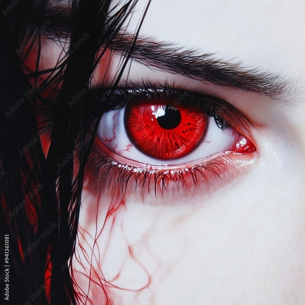 red eye girl, like pupil shots inside Lots of tensegrity red pupils ...