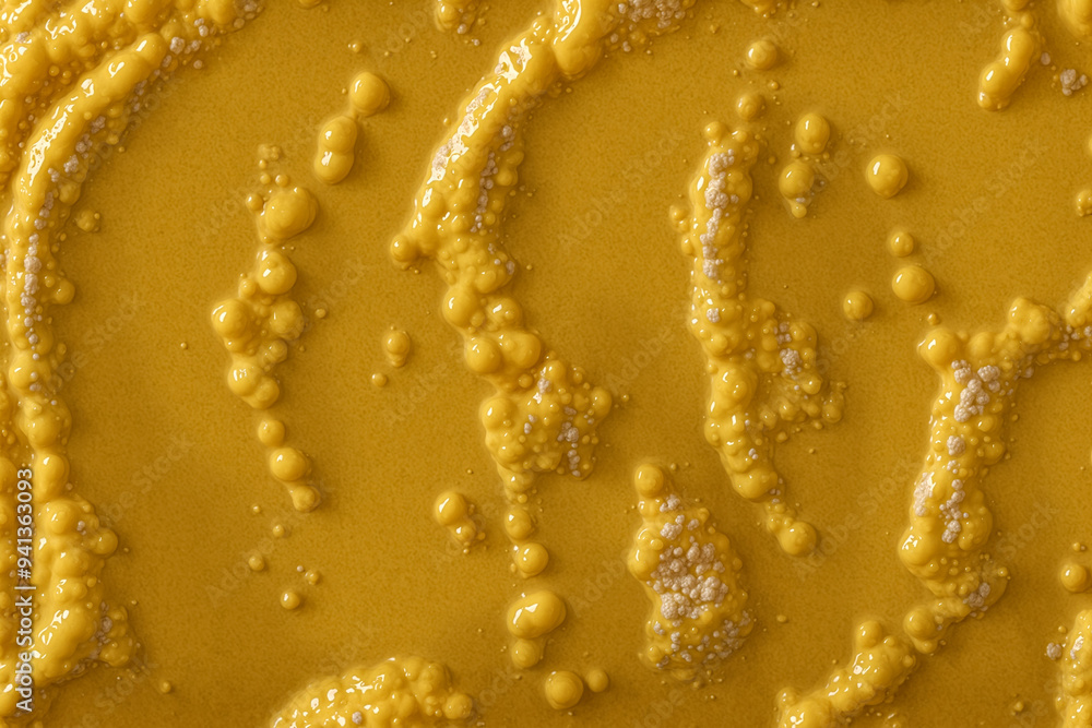 Abstract yellow substance with air bubbles or organic surface texture ...