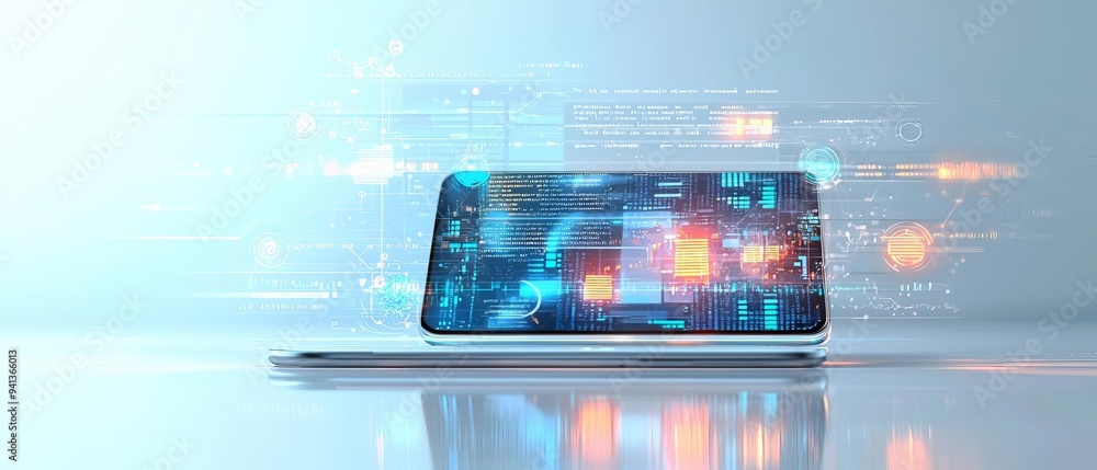 A digital representation of a defense code being processed by a mobile ...