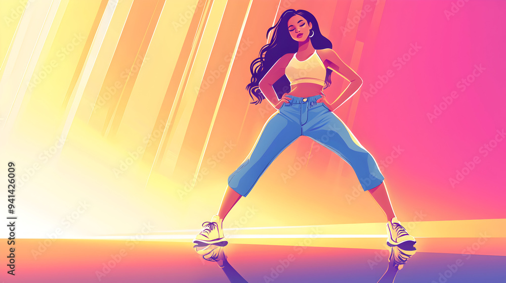 A vector illustration of a dancing Latin teen pop girl that dressed a ...