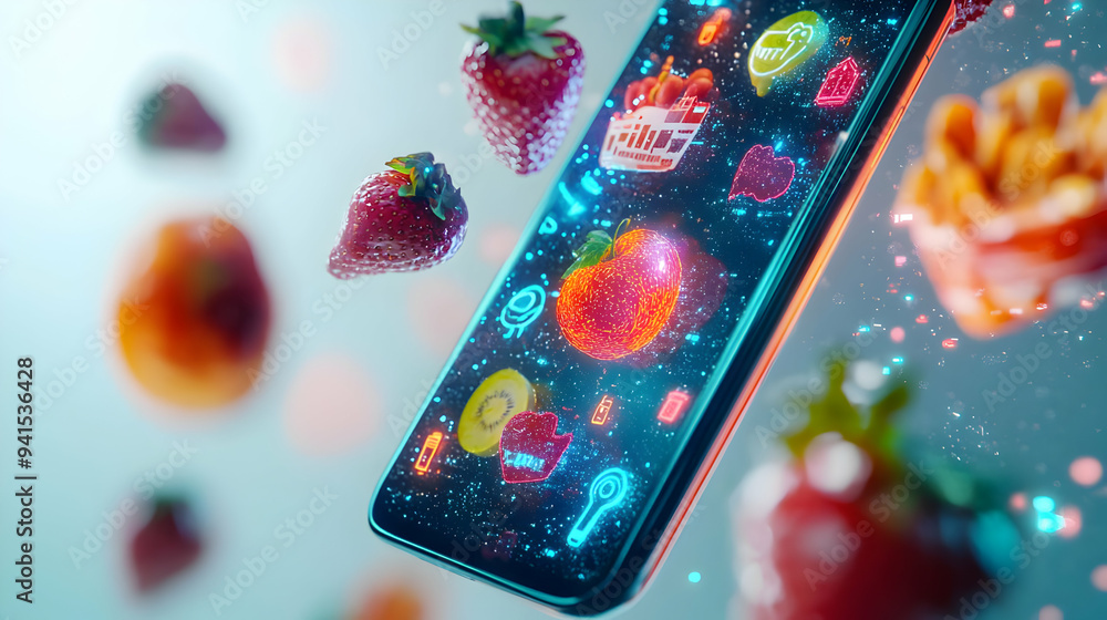 3D Icon as Mobile phone with holographic cyber security icons concept ...