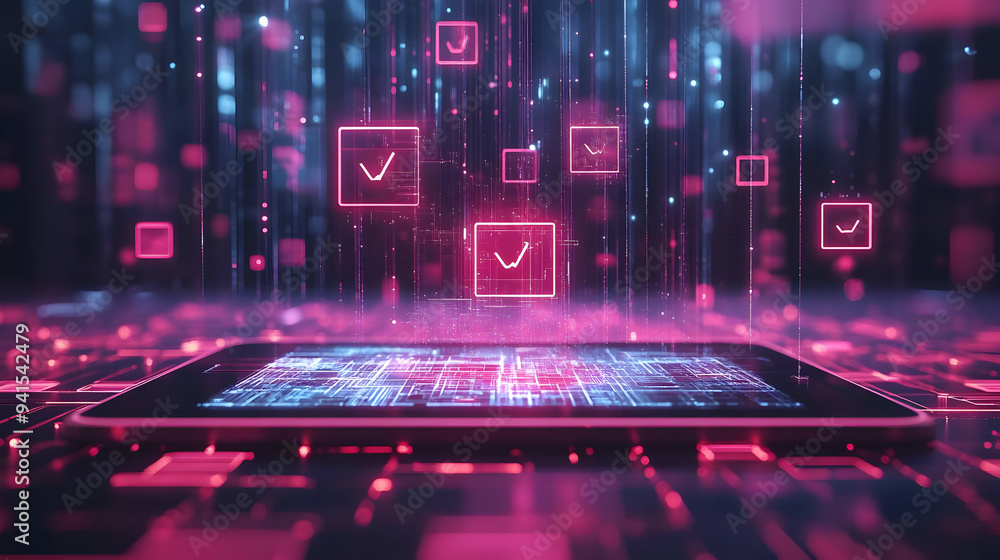 3D Icon as Tablet with holographic ransomware and encryption icons ...