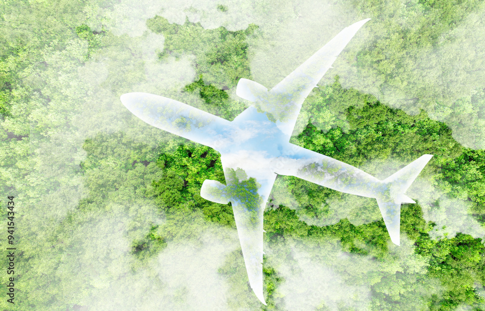 Sustainable aviation fuel concept. Future of air travel with eco ...