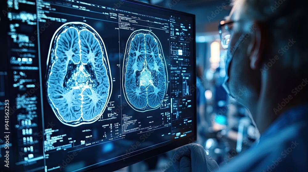 A medical imaging scan utilizing radioactive tracers, providing ...