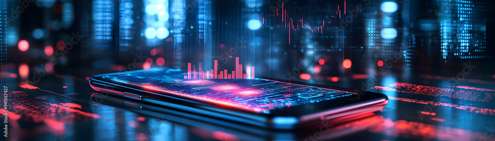 Photo Realistic as Mobile Phone with Holographic IoT Icon and Sensor ...
