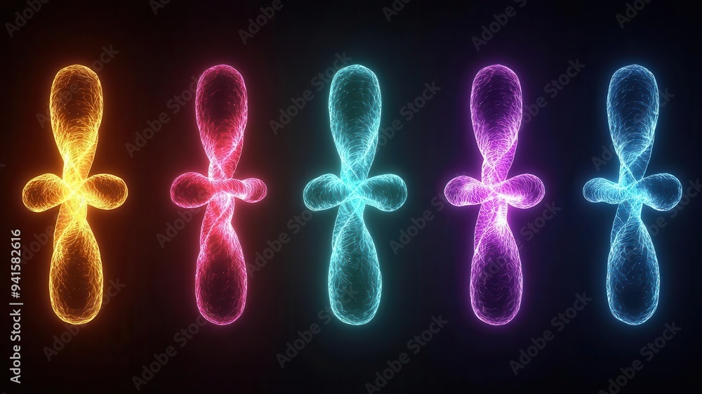 Timelapse imagery of cell division, chromosomes visible at each stage ...