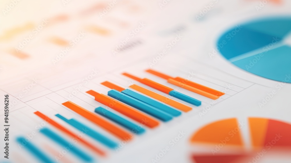 Colorful charts and graphs showcase data analysis and visualization ...
