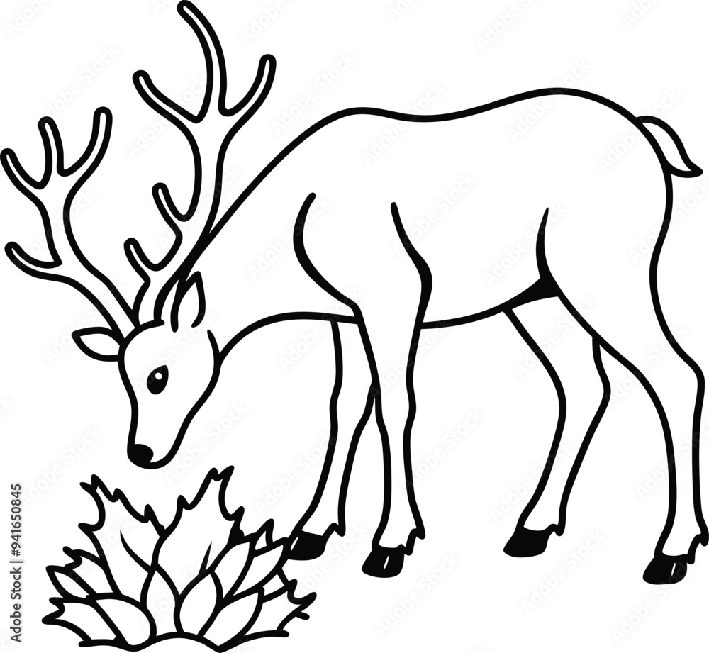Simple deer line art perfect for kids to color with easy shapes and fun ...