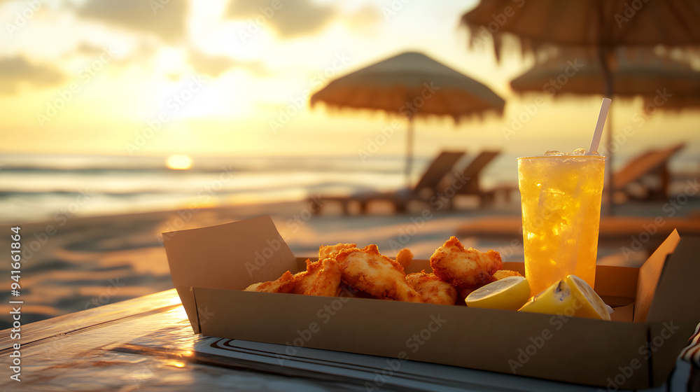 Beachside Casual Style A laid-back beach scene with fish and chips ...