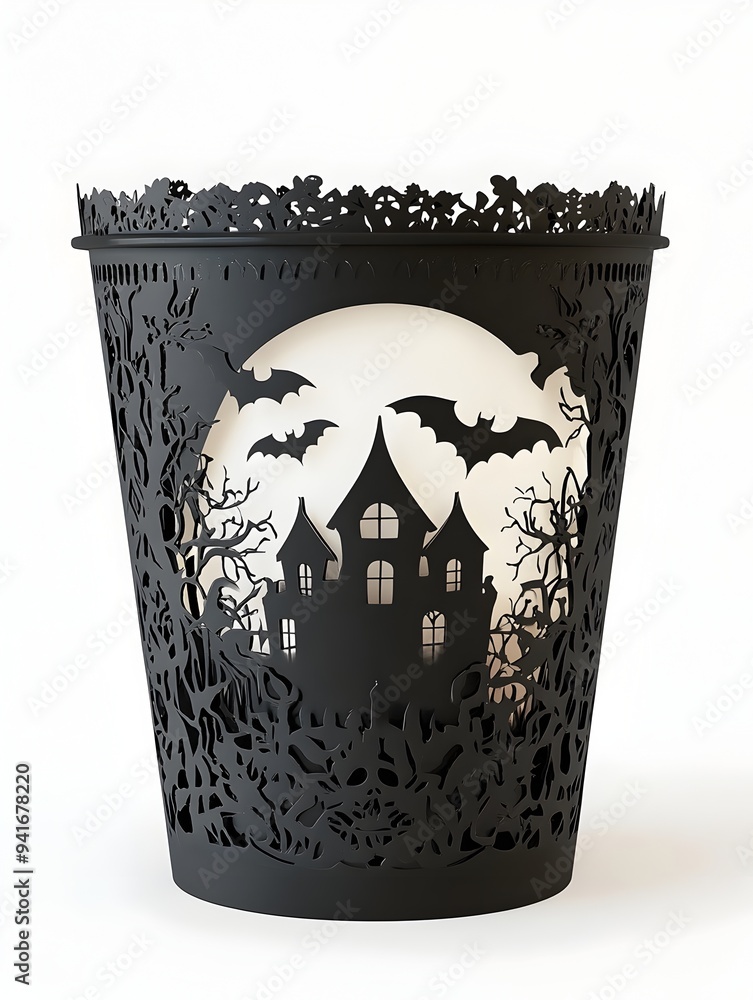 Elegant Halloween Popcorn Bucket with Haunted House and Raven ...