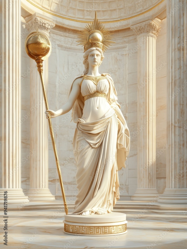 This image showcases a marble statue of Athena, the Greek Goddess of ...