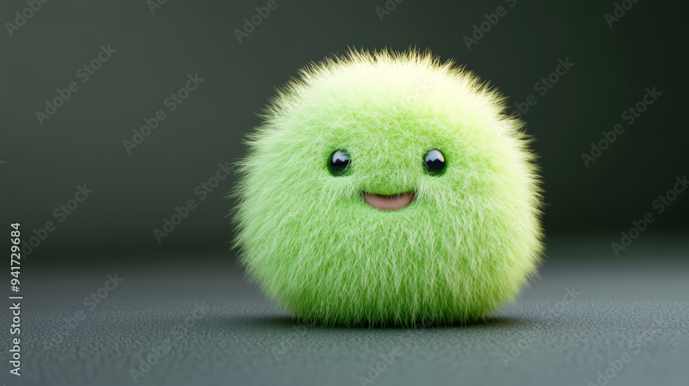 Fluffy smelly gas creature with soft, rounded features pastel greens ...