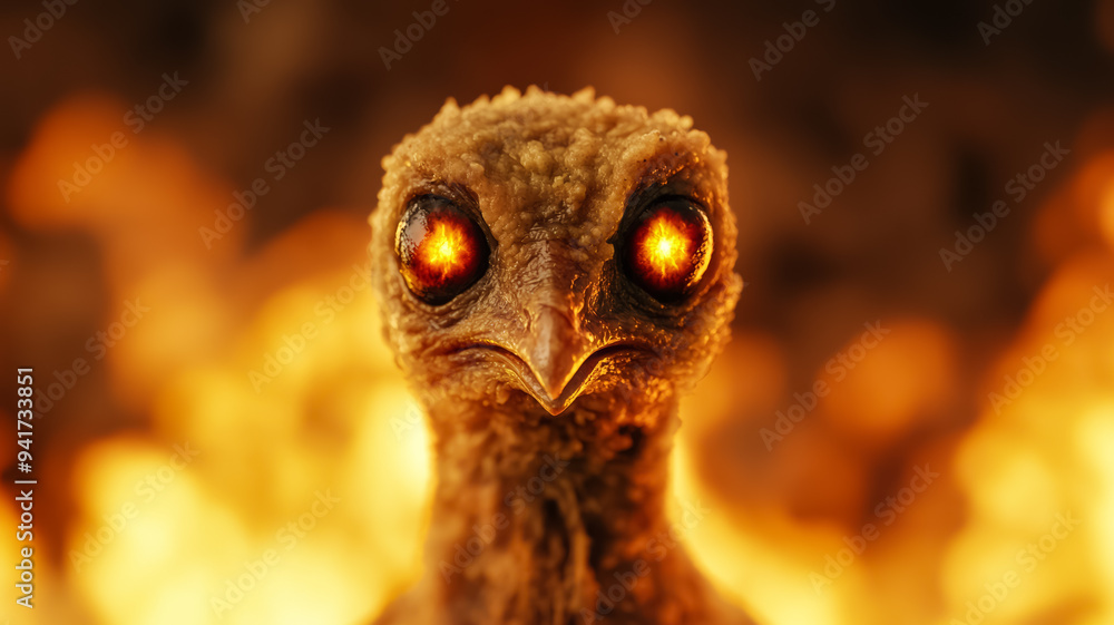 Nightmarish creature made of fused chicken wings greasy, twisted ...