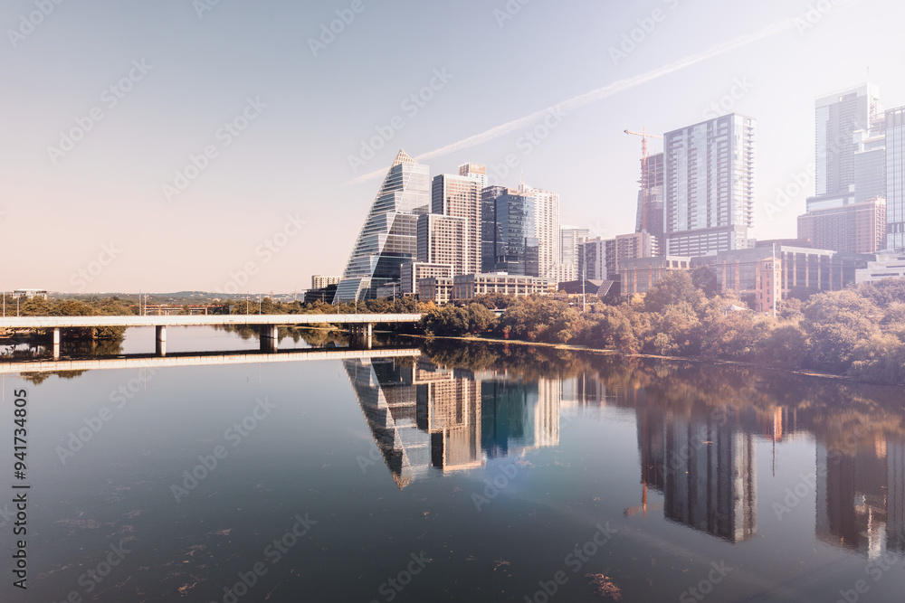 Downtown Austin skyline. Austin is the capital of Texas, USA. Panorama ...