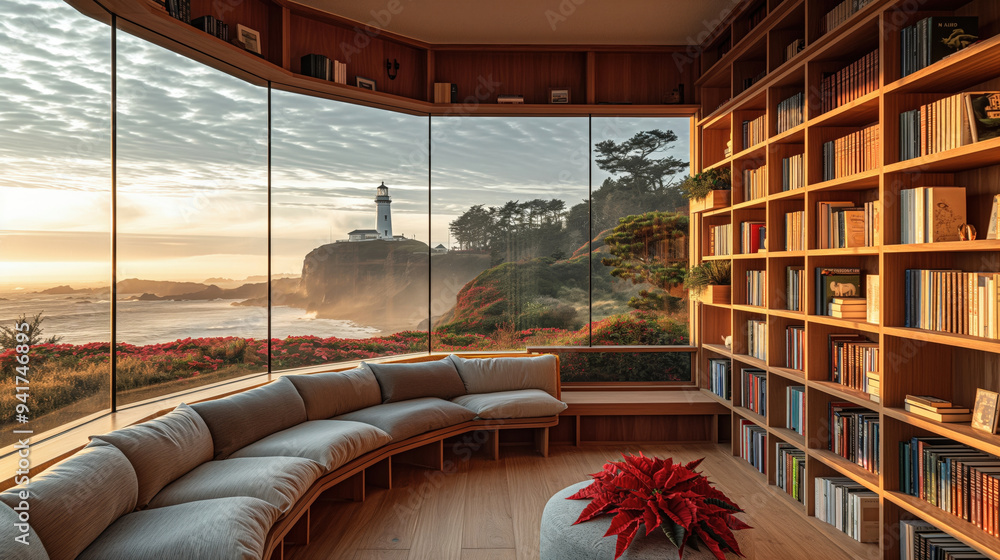 Christmas bookshelf background of interior home library study virtual ...