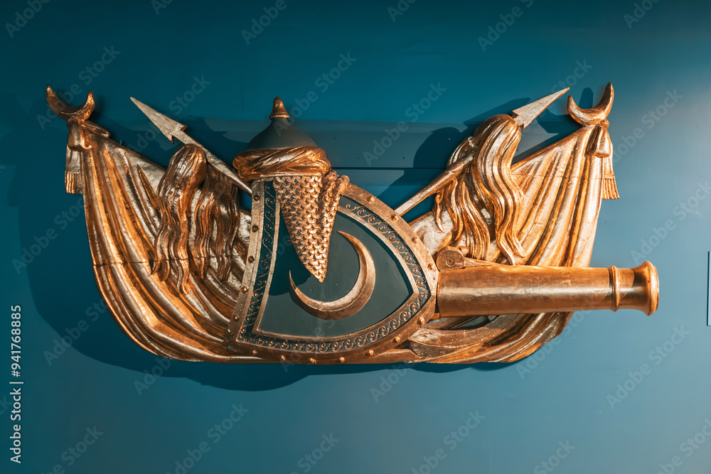 09 July 2024, Deniz Museum, Istanbul, Turkey: A detailed view of a ...